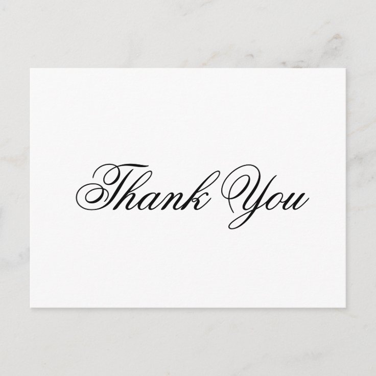 Elegant Calligraphy Formal Wedding Thank You Postcard | Zazzle