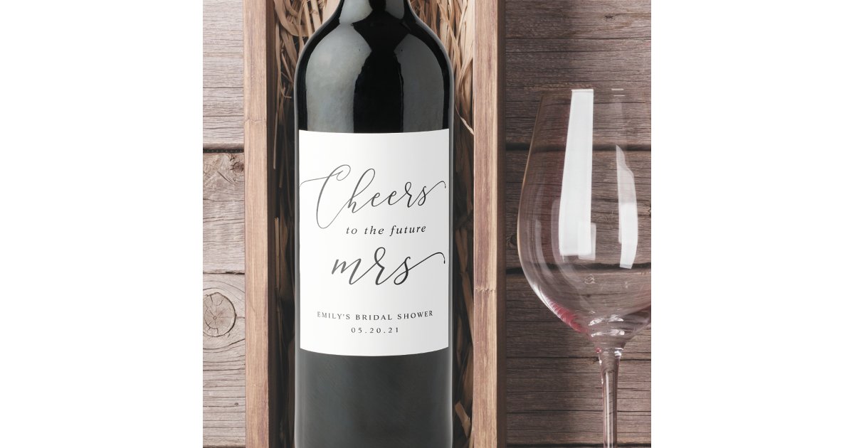 Elegant Calligraphy Future Mrs. Bridal Shower Gift Wine Label | Zazzle