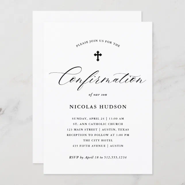Elegant Calligraphy | Gender Neutral Confirmation Invitation | Zazzle