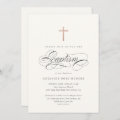 Elegant Calligraphy Gender Neutral Script Baptism Invitation | Zazzle