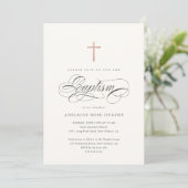 Elegant Calligraphy Gender Neutral Script Baptism Invitation | Zazzle