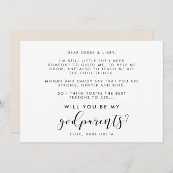 Elegant calligraphy Godparent proposal card | Zazzle