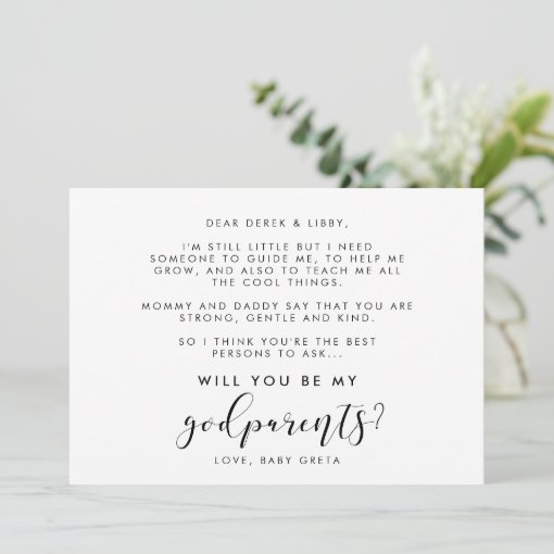 Elegant calligraphy Godparent proposal card | Zazzle