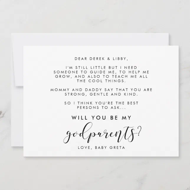 Elegant calligraphy Godparent proposal card | Zazzle
