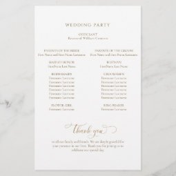 Elegant Calligraphy Gold and White Wedding Program | Zazzle