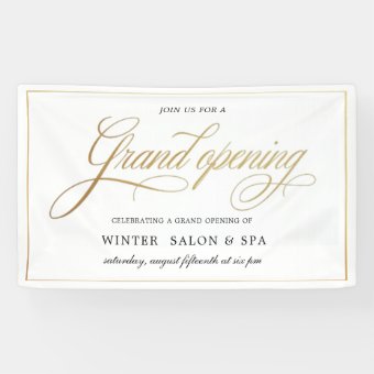 elegant calligraphy gold Grand Opening Banner | Zazzle