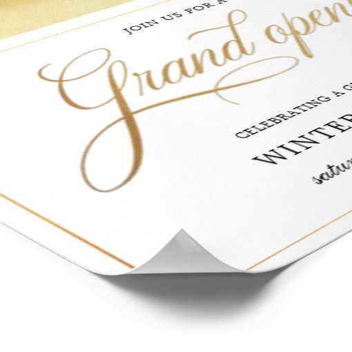 elegant calligraphy gold Grand Opening Banner Poster | Zazzle