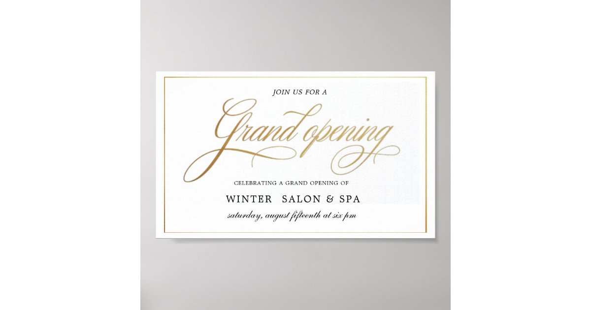 elegant calligraphy gold Grand Opening Banner Poster | Zazzle