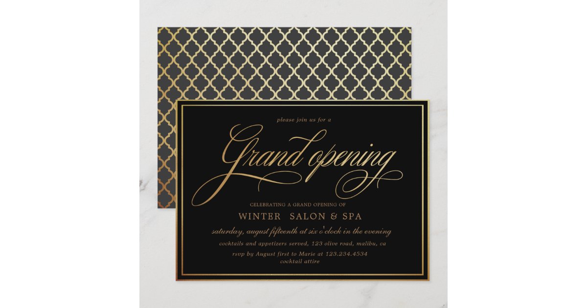 elegant calligraphy gold Grand Opening Invitation | Zazzle