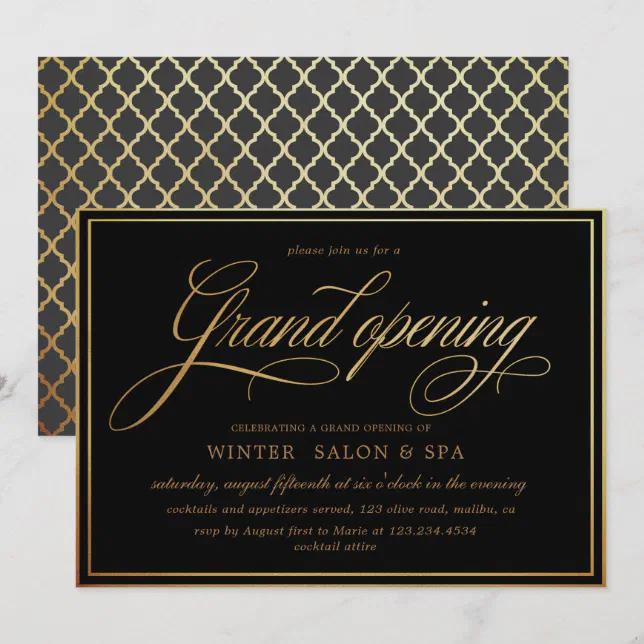 elegant calligraphy gold Grand Opening Invitation | Zazzle