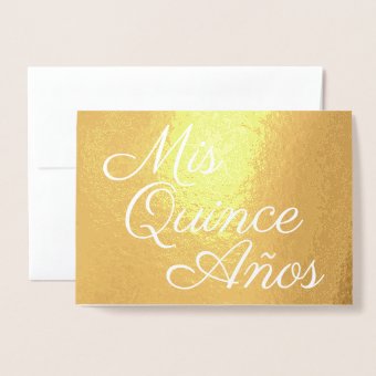 Elegant Calligraphy Gold Mis Quince Años Foil Card | Zazzle