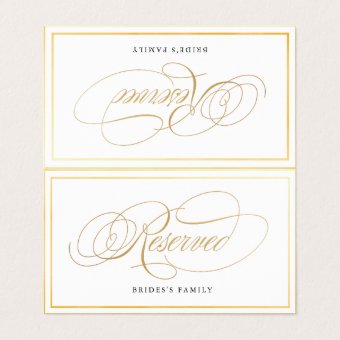 Elegant Calligraphy Gold Reserved Wedding Card | Zazzle