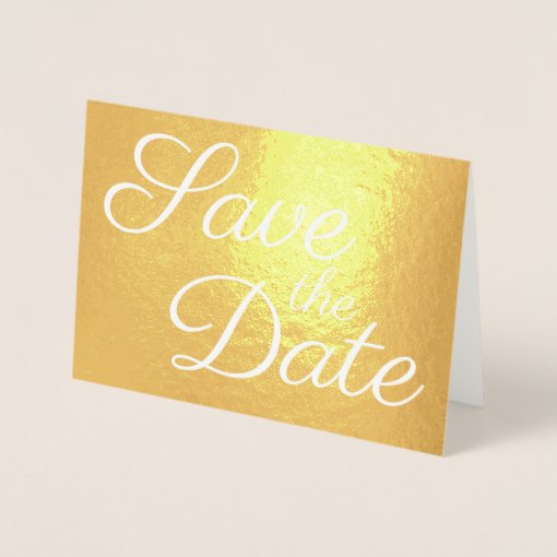 Elegant Calligraphy Gold Save the Date Foil Card | Zazzle