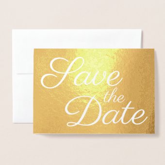 Elegant Calligraphy Gold Save the Date Foil Card | Zazzle