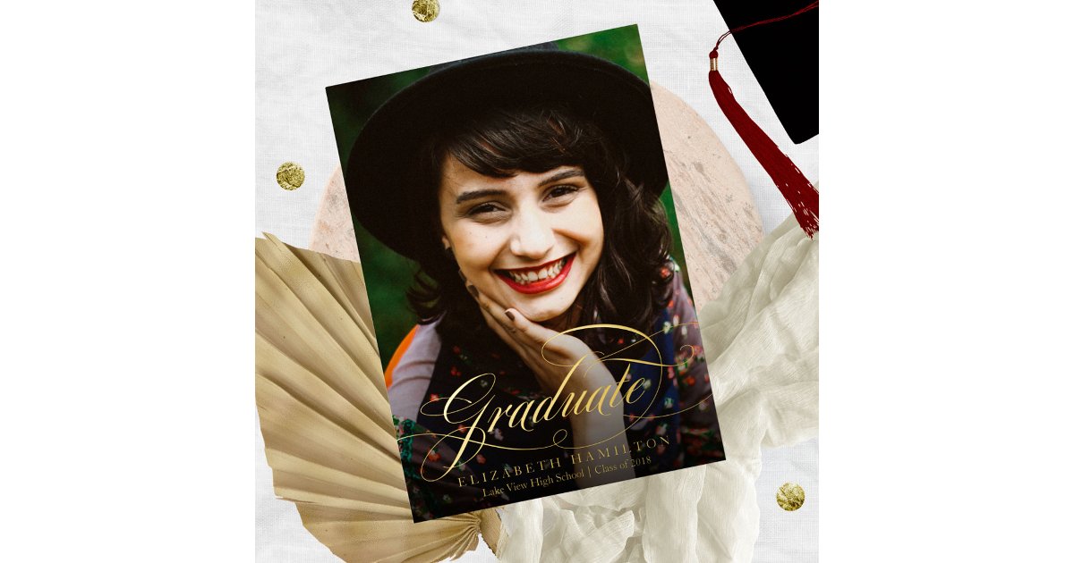 Elegant Calligraphy Graduation Announcement | Zazzle