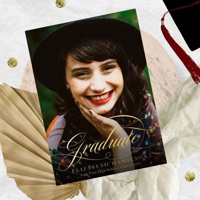 Elegant Calligraphy Graduation Announcement | Zazzle