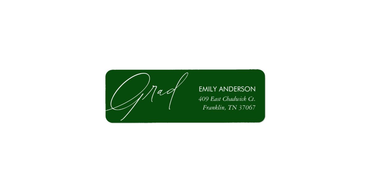 Elegant Calligraphy Graduation Green Address Label | Zazzle