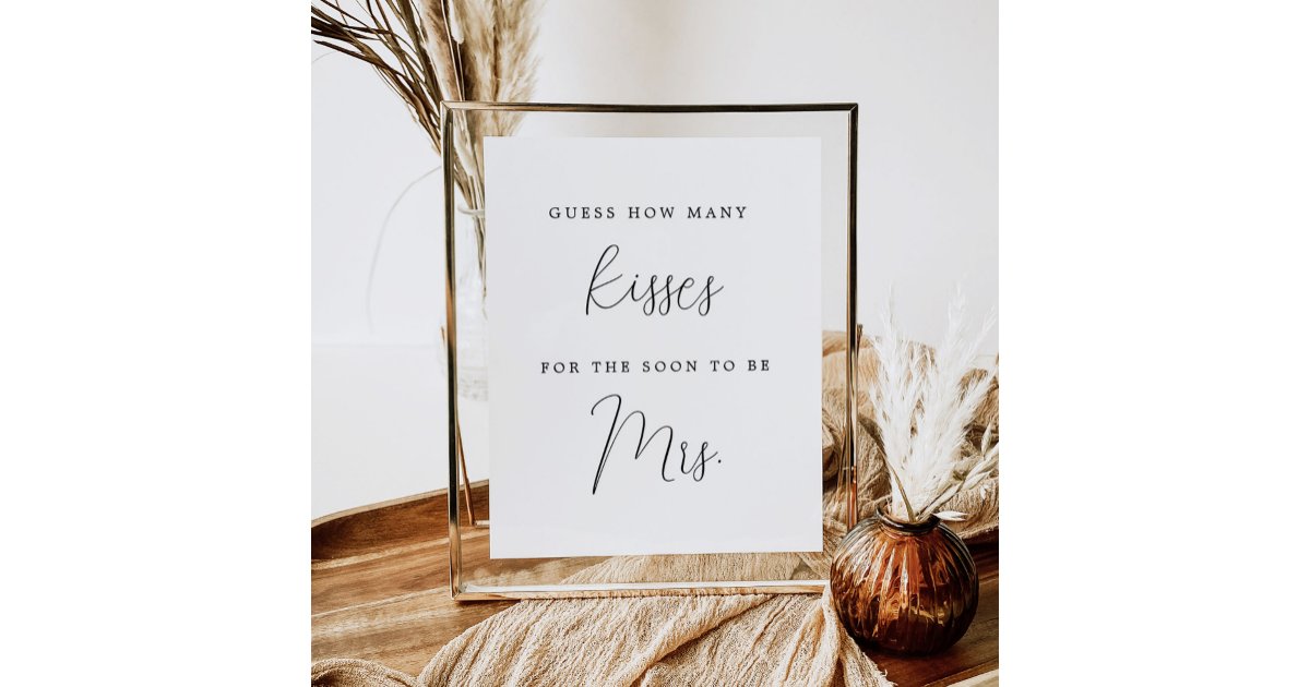 Elegant Calligraphy Guess How Many Kisses Poster | Zazzle