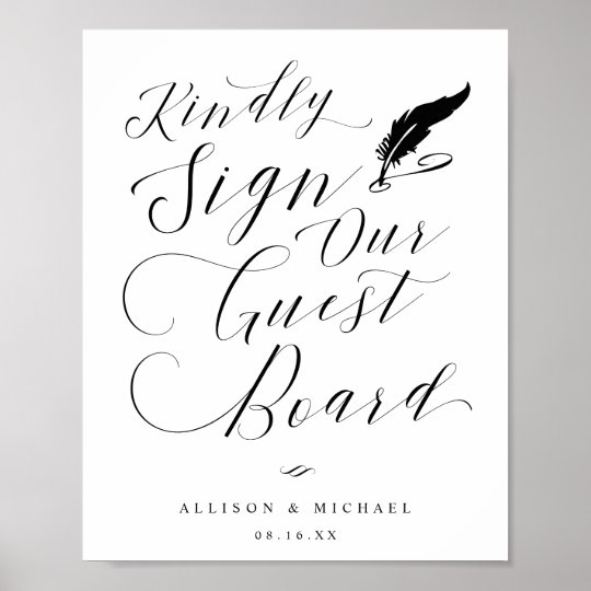 Elegant Calligraphy Guest Board Wedding Sign | Zazzle.com
