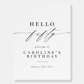 Elegant Calligraphy Hello 50 Birthday Welcome Sign | Zazzle
