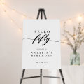 Elegant Calligraphy Hello 50 Birthday Welcome Sign | Zazzle