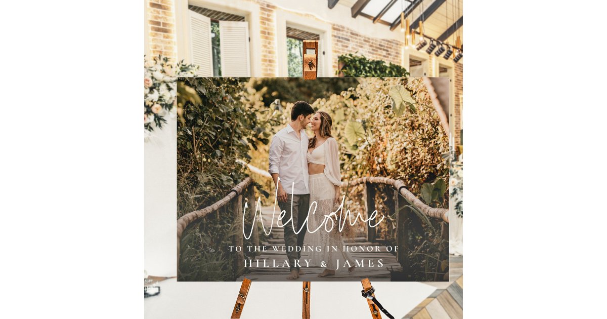 Elegant Calligraphy Landscape Wedding Welcome Sign | Zazzle