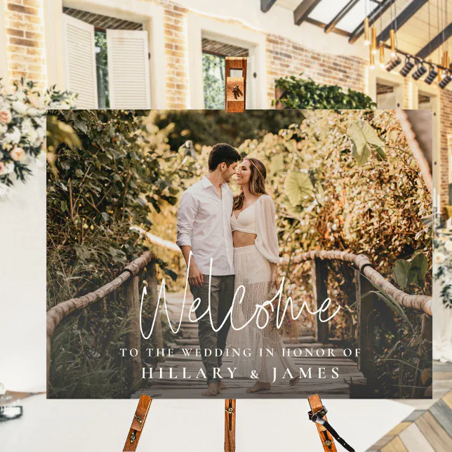 Elegant Calligraphy Landscape Wedding Welcome Sign | Zazzle