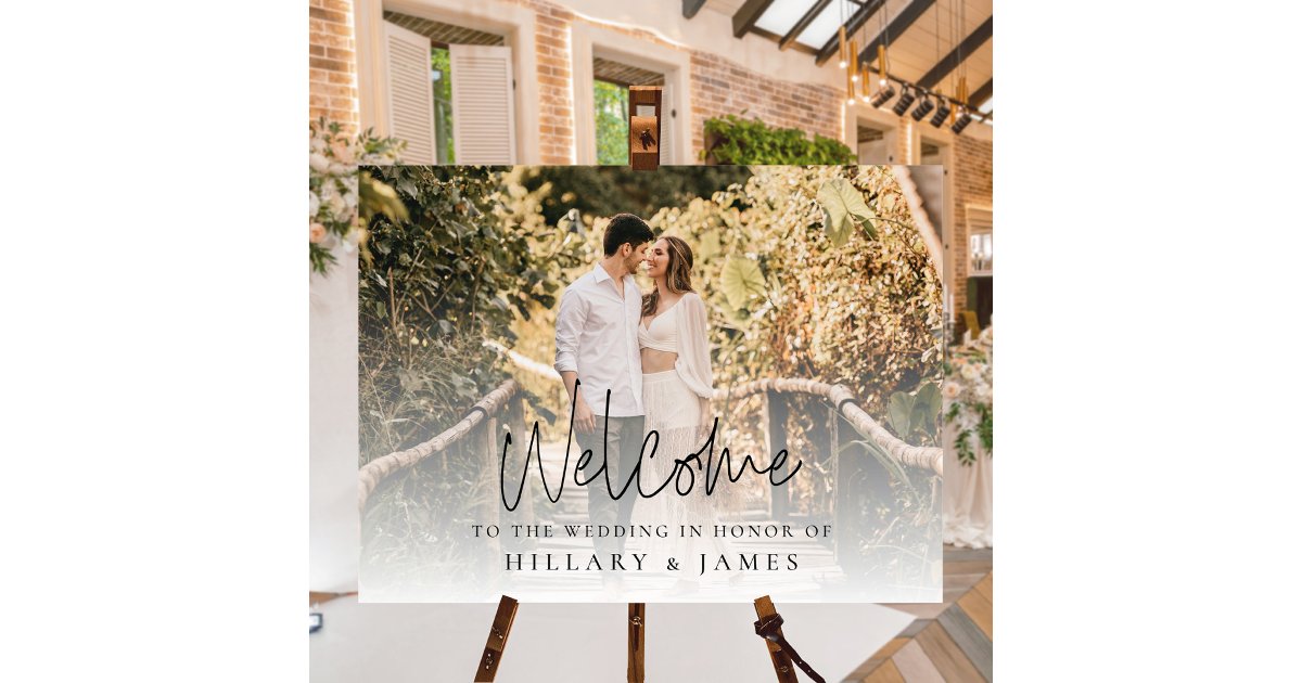 Elegant Calligraphy Landscape Wedding Welcome Sign | Zazzle