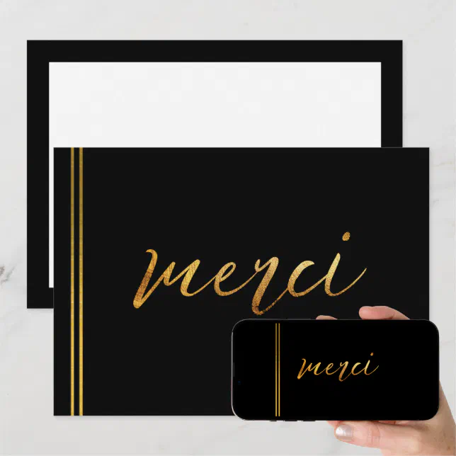 Elegant Calligraphy Merci Custom Thank You Card | Zazzle