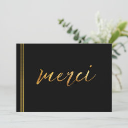 Elegant Calligraphy Merci Custom Thank You Card | Zazzle