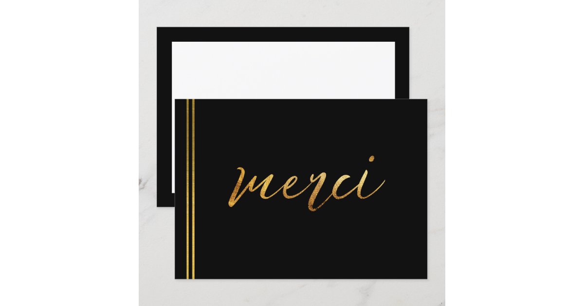 Elegant Calligraphy Merci Custom Thank You Card | Zazzle