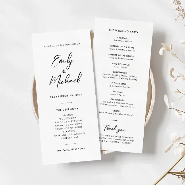 Elegant Calligraphy Minimal Wedding Program | Zazzle
