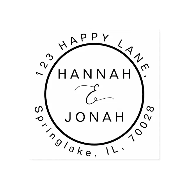 Elegant Calligraphy Modern Return Address Wedding Rubber Stamp | Zazzle