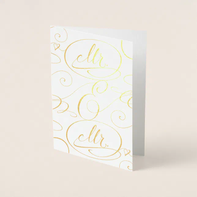 Elegant Calligraphy Mr. and Mr. Gay Men Wedding Foil Card | Zazzle