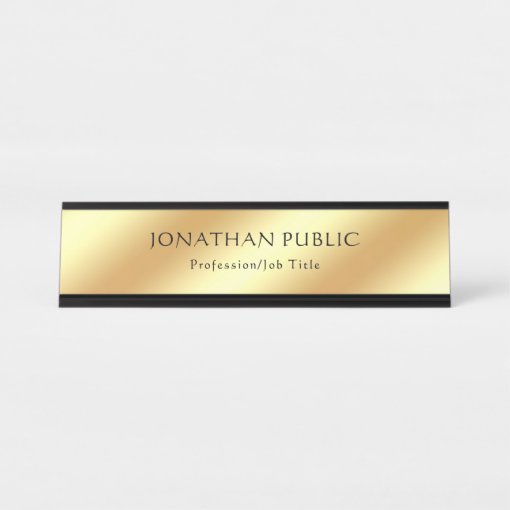 Elegant Calligraphy Name Text Gold Template Modern Desk Name Plate | Zazzle