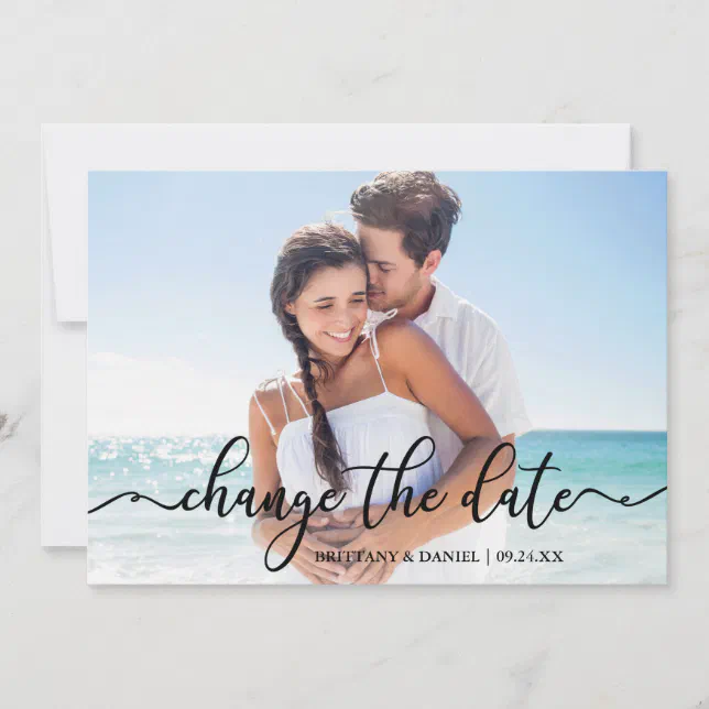 Elegant Calligraphy New Date Change The Date Card | Zazzle