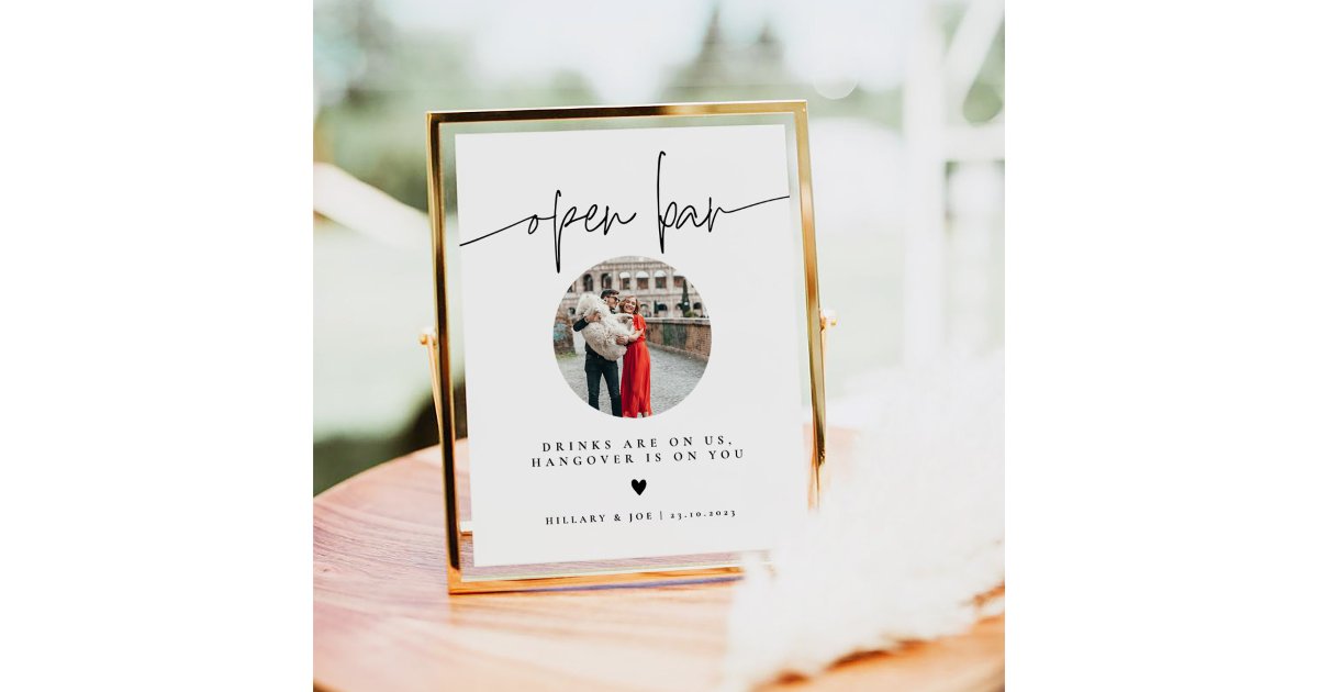 Elegant Calligraphy Open Bar Wedding Sign | Zazzle