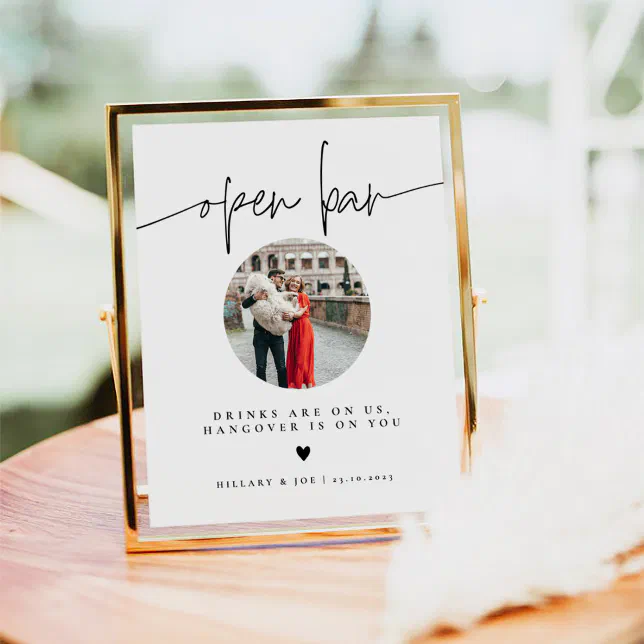Elegant Calligraphy Open Bar Wedding Sign | Zazzle