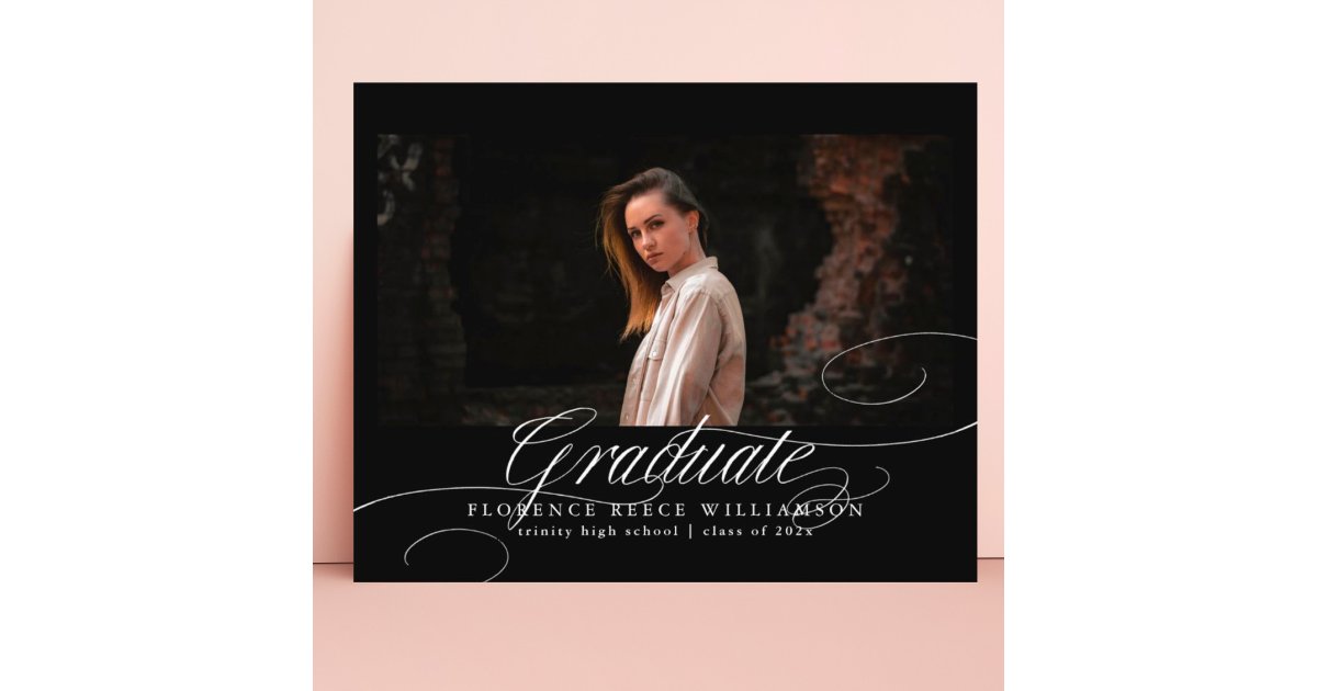 Elegant Calligraphy Photo High School Graduation A | Zazzle
