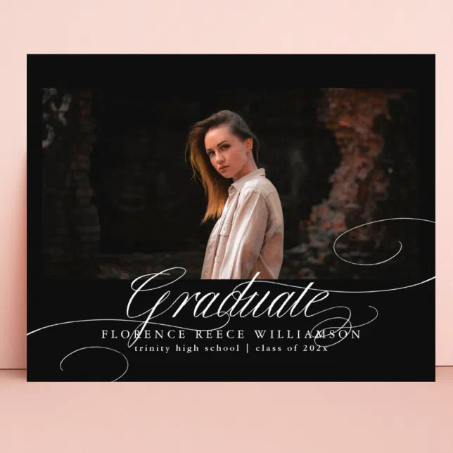 Elegant Calligraphy Photo High School Graduation A | Zazzle