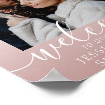 Elegant Calligraphy Photo Rose Gold Wedding Poster | Zazzle