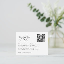Elegant Calligraphy QR Code Wedding Registry Enclosure Card | Zazzle