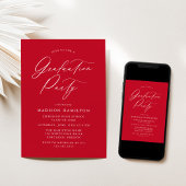 Elegant Calligraphy Red Graduation Party Invitation | Zazzle