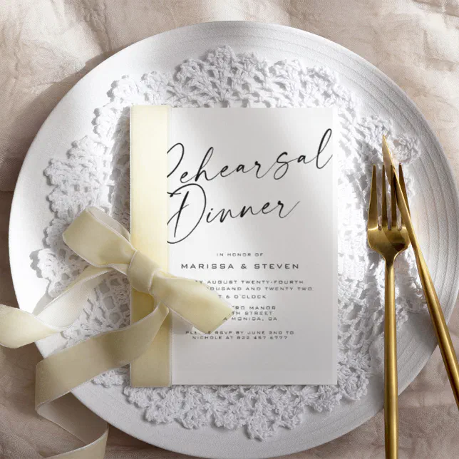 Elegant Calligraphy Rehearsal Dinner Night Before Invitation | Zazzle