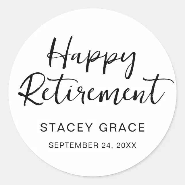 Elegant Calligraphy Retirement Party Classic Round Sticker | Zazzle