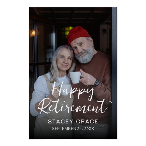 Elegant Calligraphy Retirement Photo Party Poster | Zazzle