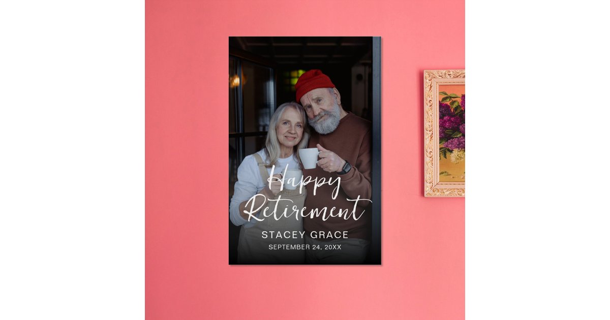 Elegant Calligraphy Retirement Photo Party Poster | Zazzle