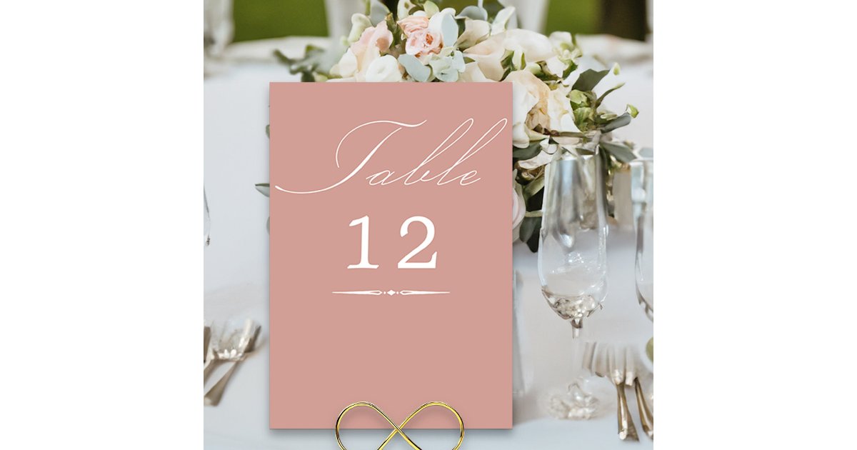 Elegant Calligraphy Rose Gold Wedding Table Number | Zazzle