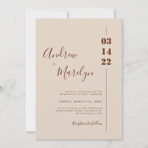 Elegant Calligraphy Rustic and Cream Wedding Invitation | Zazzle
