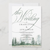 Elegant Calligraphy Rustic Mountains Wedding Invitation | Zazzle